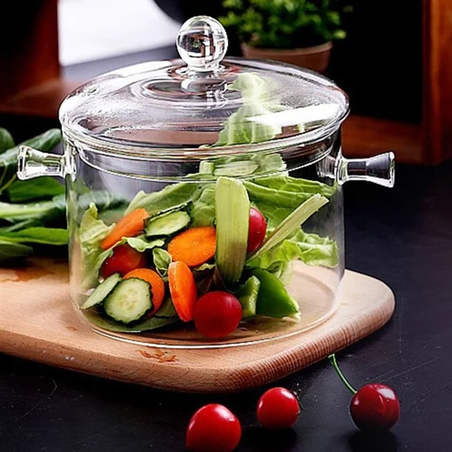 1L/1.3L Clear Glass Simmer Pot for Stove Potpourri Cooking Saucepan ...