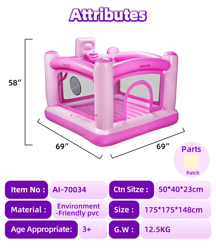 Good Quality Bouncy Castle Pink PVC Inflatable Jump House