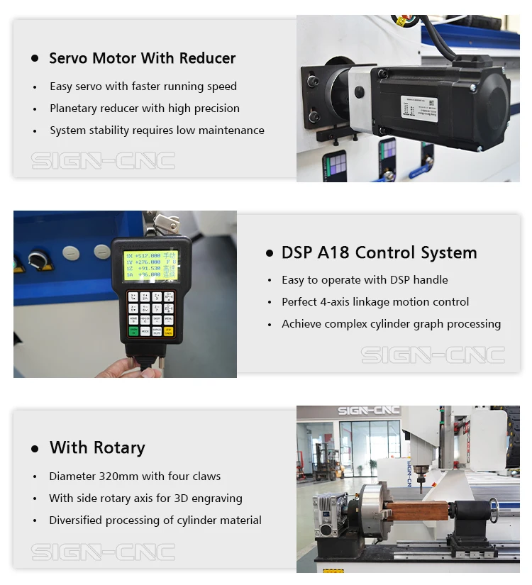 SIGN 4 Axis Rotary 1300*2500mm Cnc Wood Router Machine 1325 1530 MTC Price for Engraving 3D Wood ...