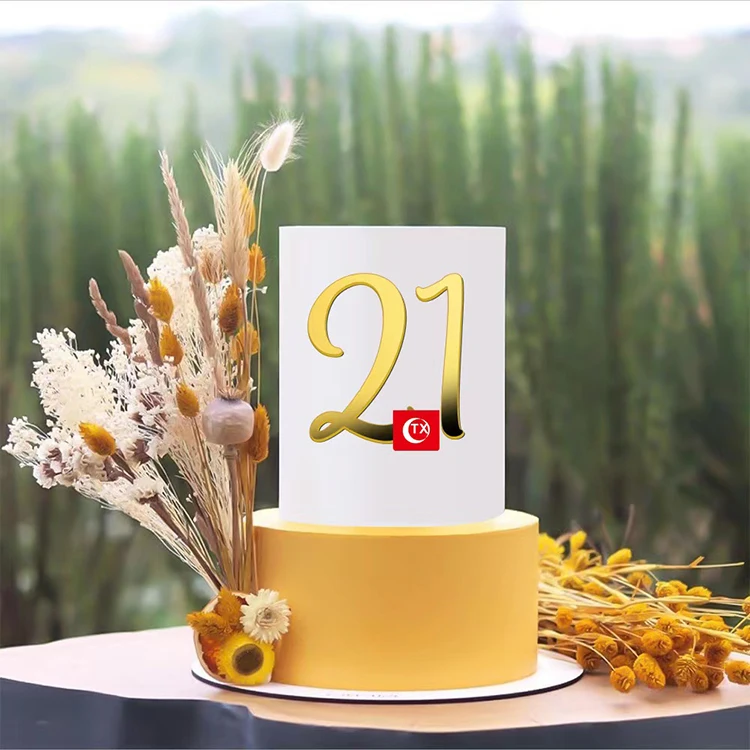 Wanlihao Acrylic Gold Number Cake Topper Diy Personalized Cake ...