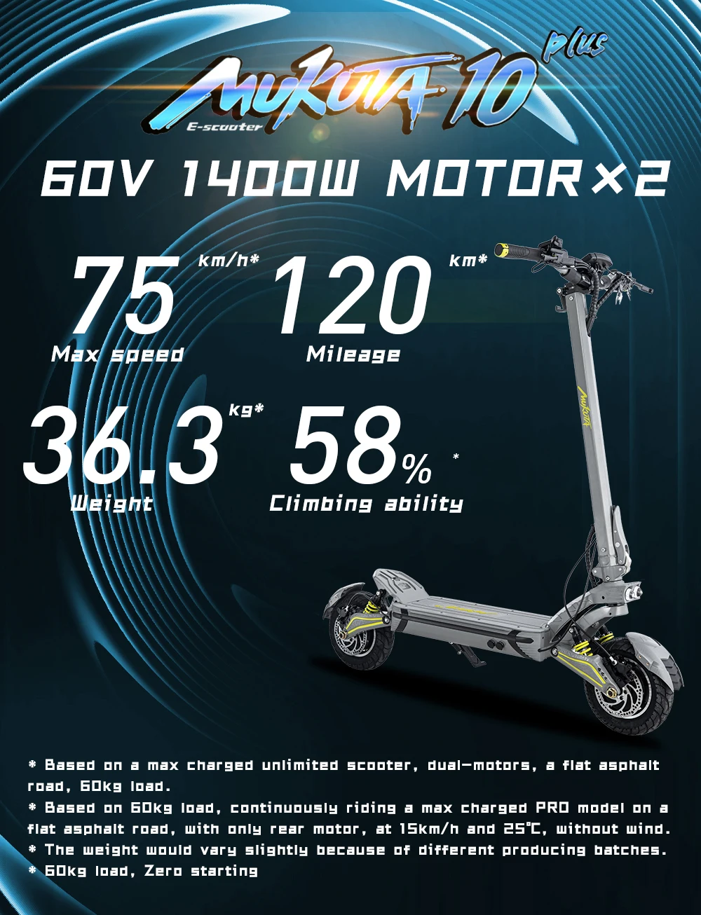 MUKUTA 10 Plus Dual Motor off-Road Electric Scooter