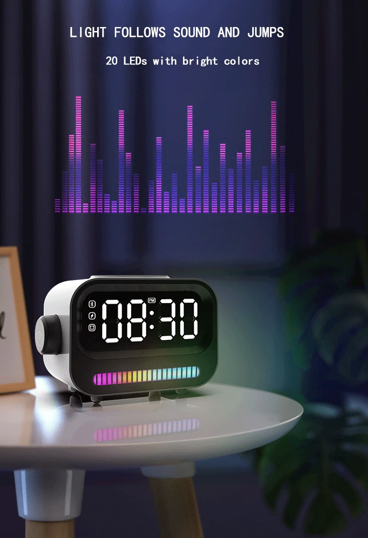 4 In 1 Bedside Desktop Night Clock With Wireless Charger Temperature ...