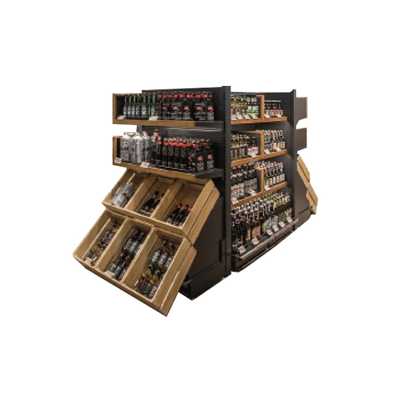 Supermarket Convenience Stores Liquor Shelving Standing Wooden Red Wine ...