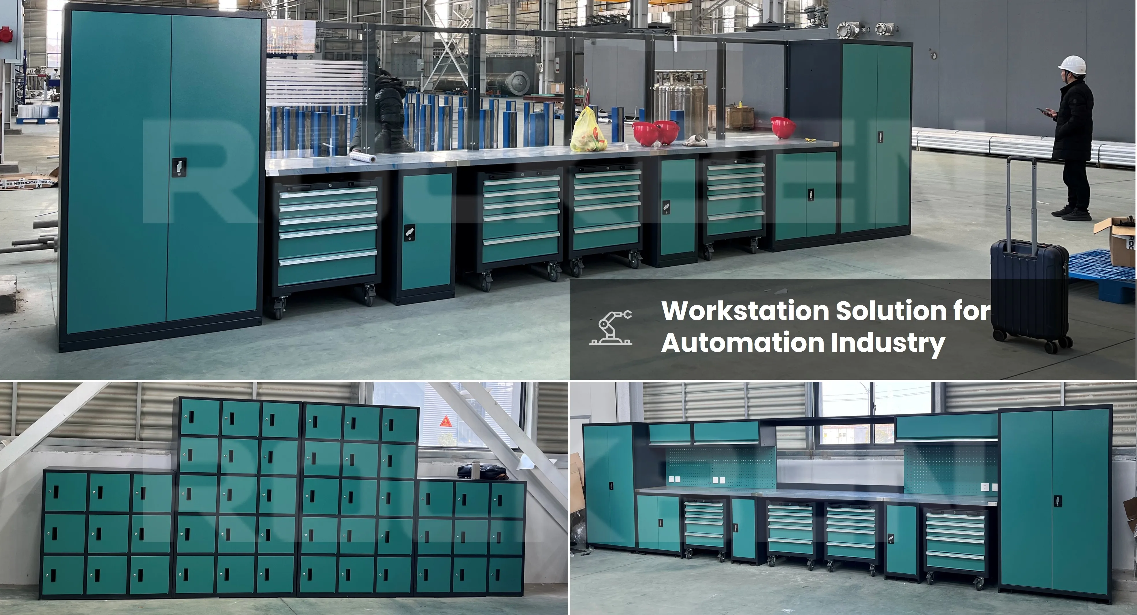 ROCKBEN Workbench Tool Cabinet Heavy Duty Workshop Mechanic Garage ...
