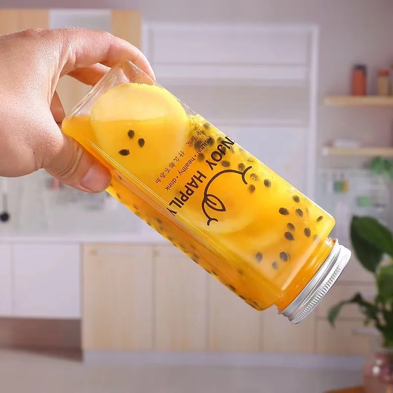 400ml 500ml 600ml PET Juice Beverage Containers with Aluminum Lid