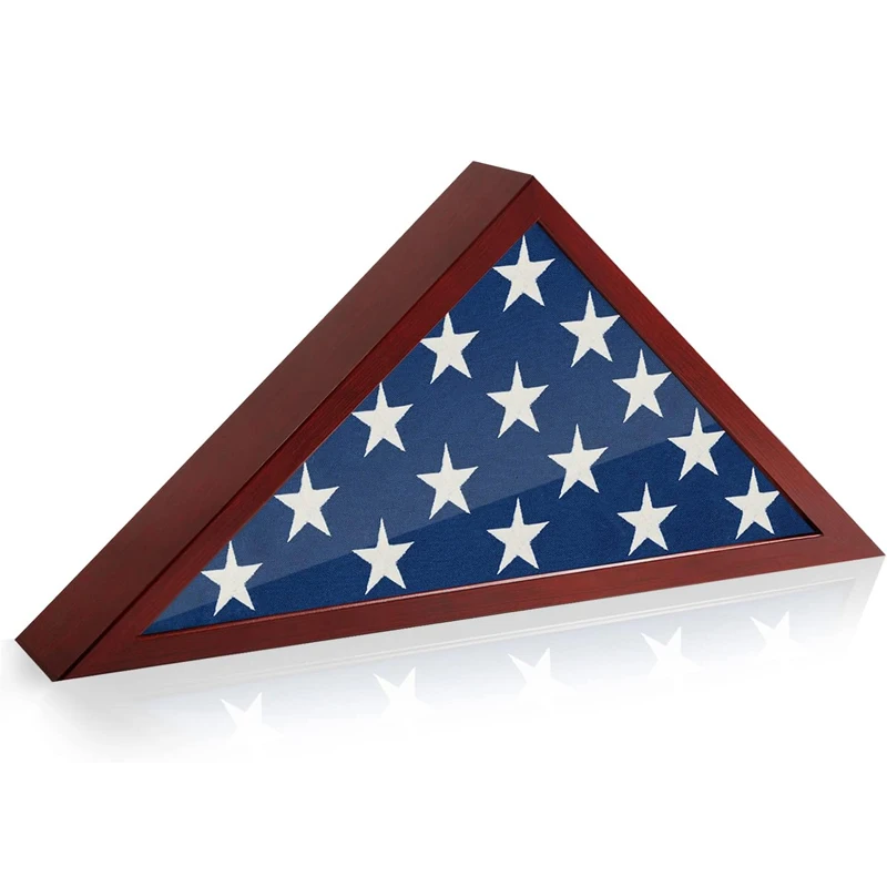 Large Wooden Flag Box Display Case for Burial Flag Triangle Flag Holder ...