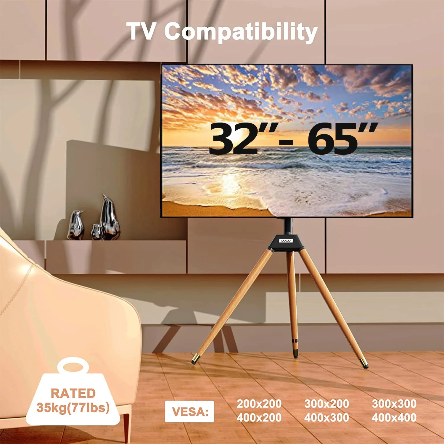 Portable Black Tv Mount Stand Flat Screen Tv Display Floor Stand ...