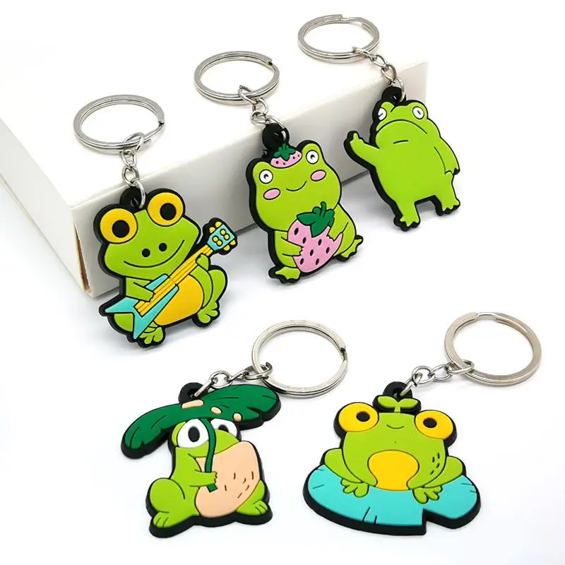 Kawaii Dog Frog Cat Duck Cartoon Keychains Animal Pattern Keyholder For ...