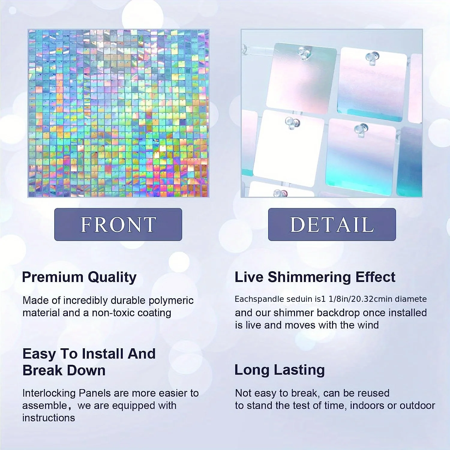 Shimmer Bling Bling 3D Wall Sequin Board Panel for Wedding