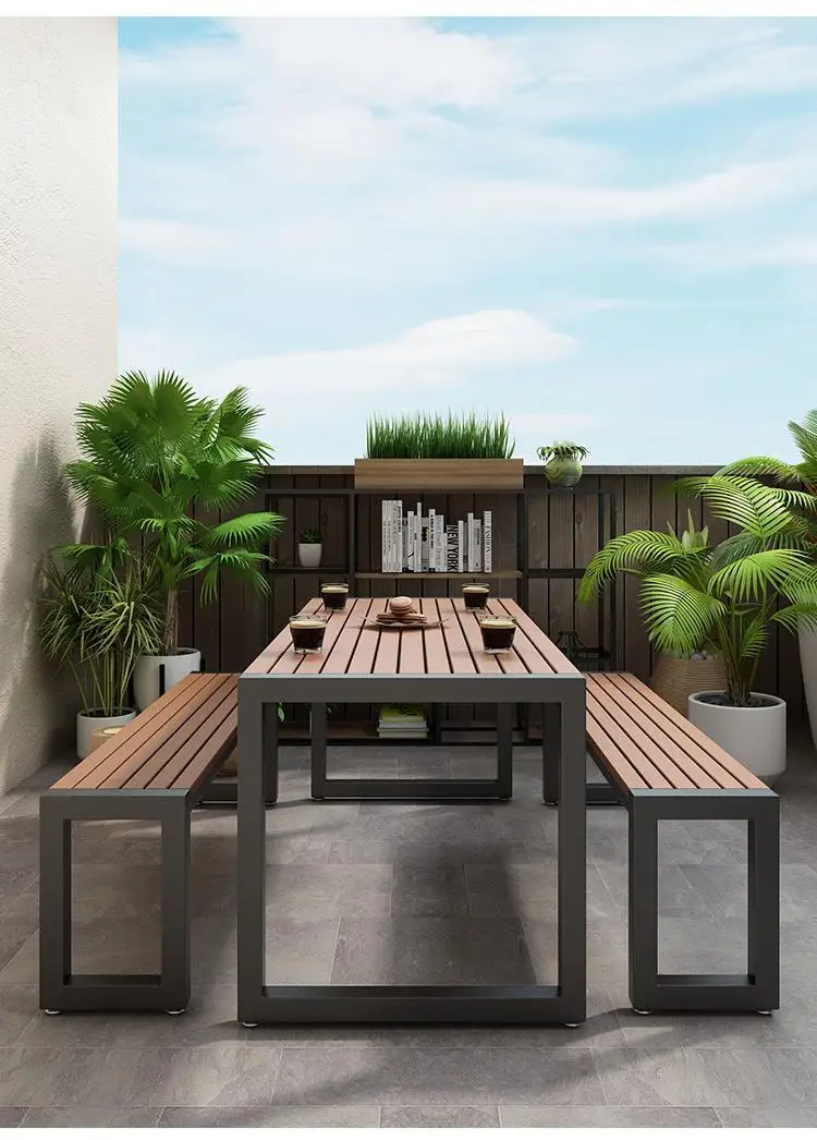 Modern Outdoor Restaurant Set Metal Garden Cafe And Coffee Shop Bench ...