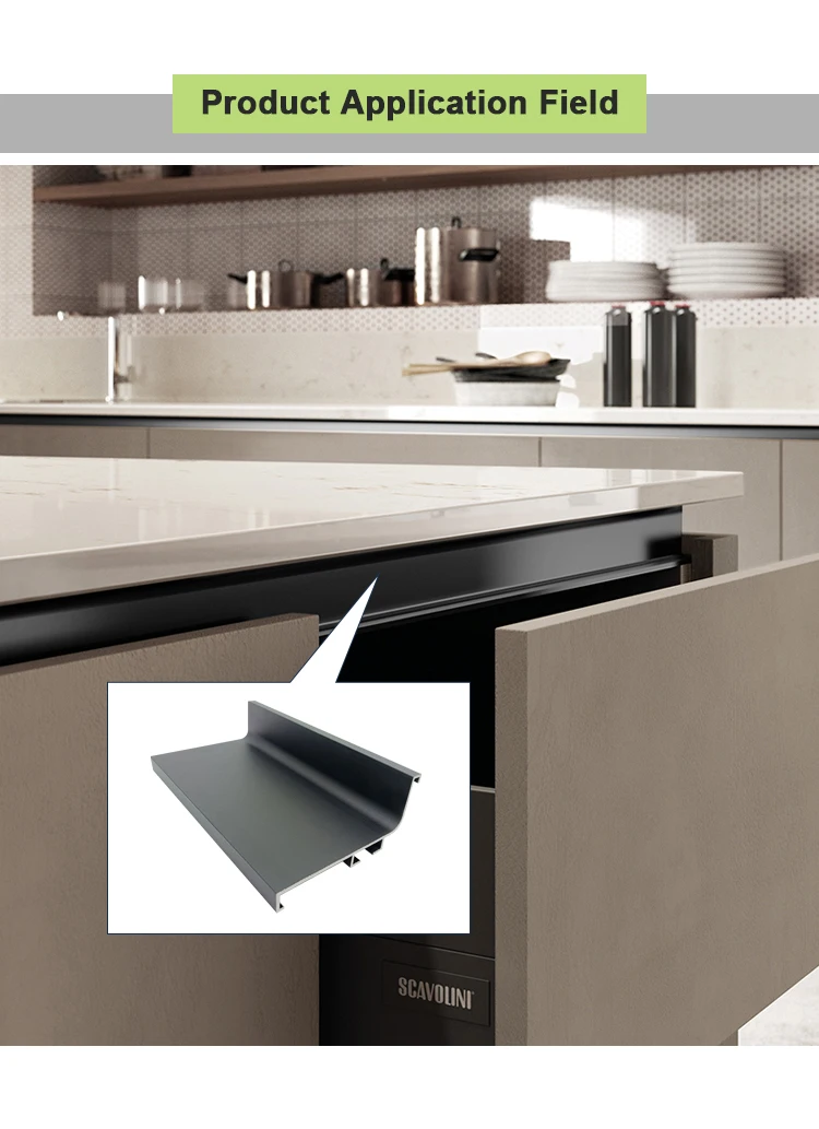 L Shape Anodized Aluminum Profile Handles for Kitchen Cabinets
