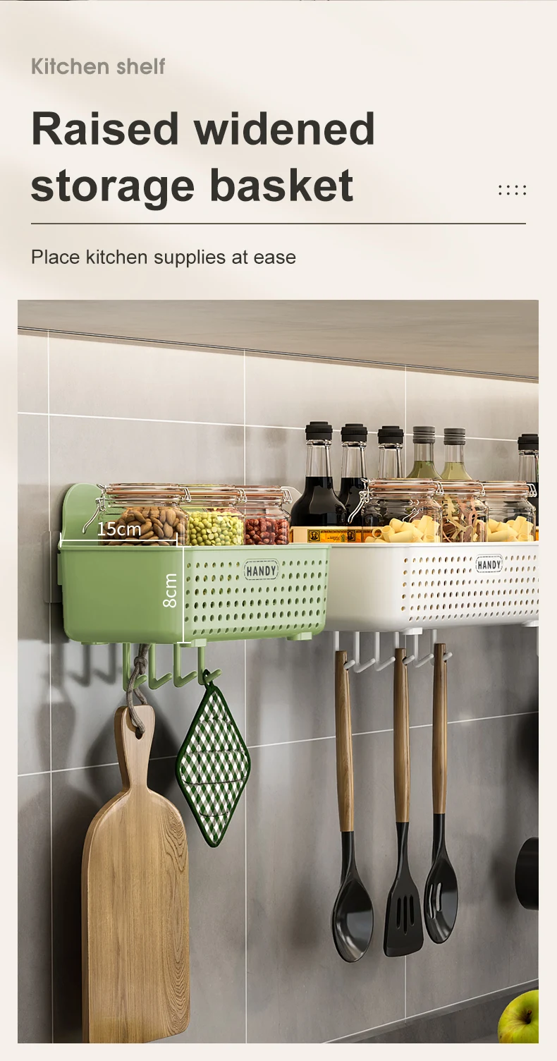 10kg Load-bearing Wall Mounted Kitchen Storage Basket Kitchen Bathroom Storage Basket For Fruit ...