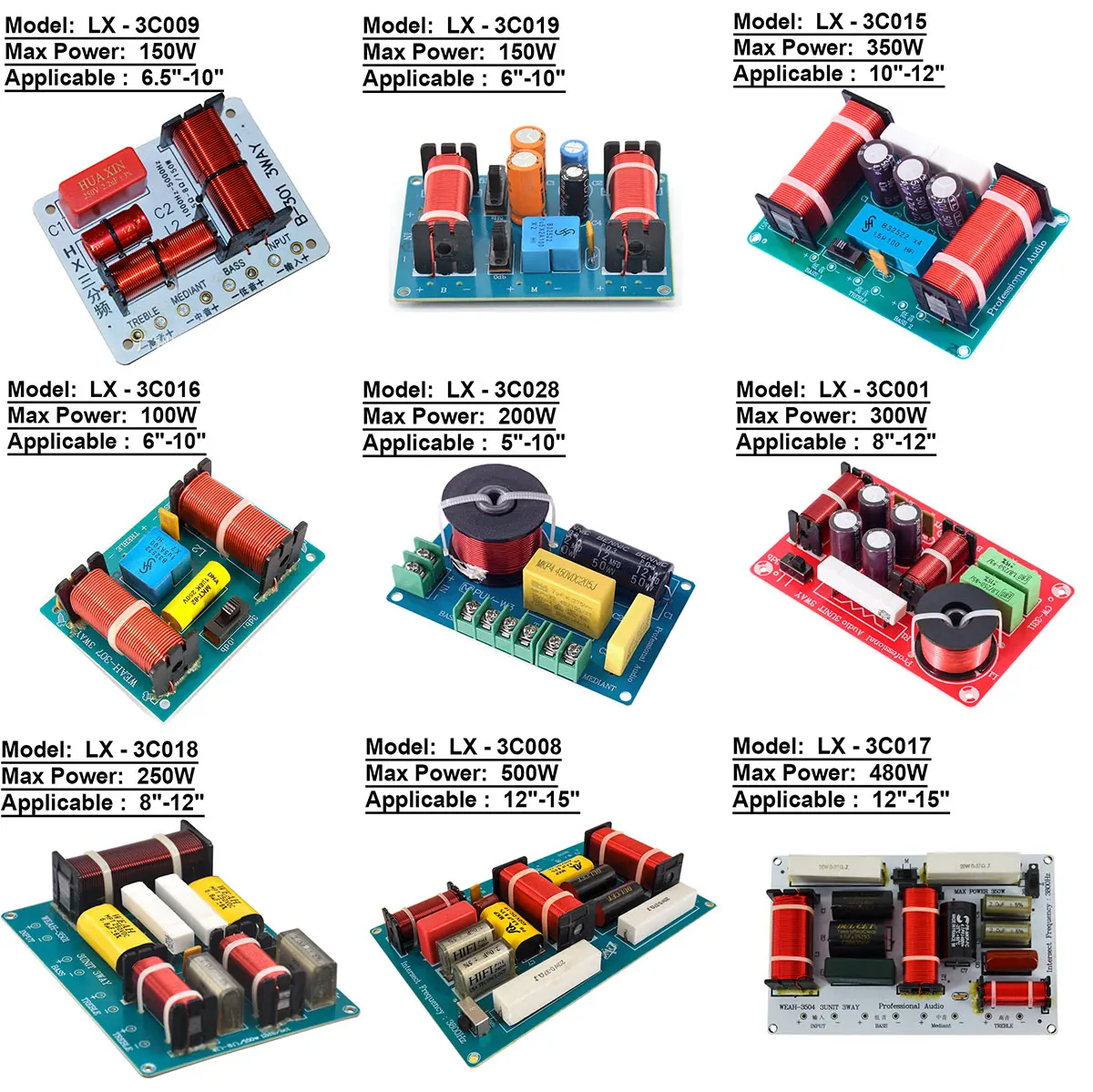 3 Way Speaker Crossover - 350W Pro Audio Protection Horn