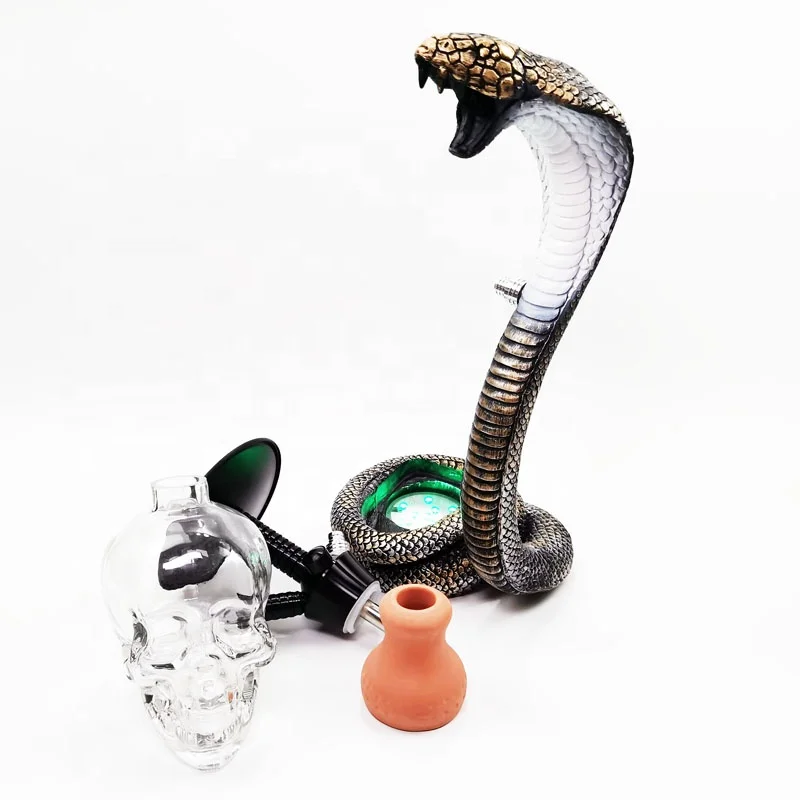 Nargile Glass Chicha Narguile Resin Snake LED Light Shisha Animal Hookah