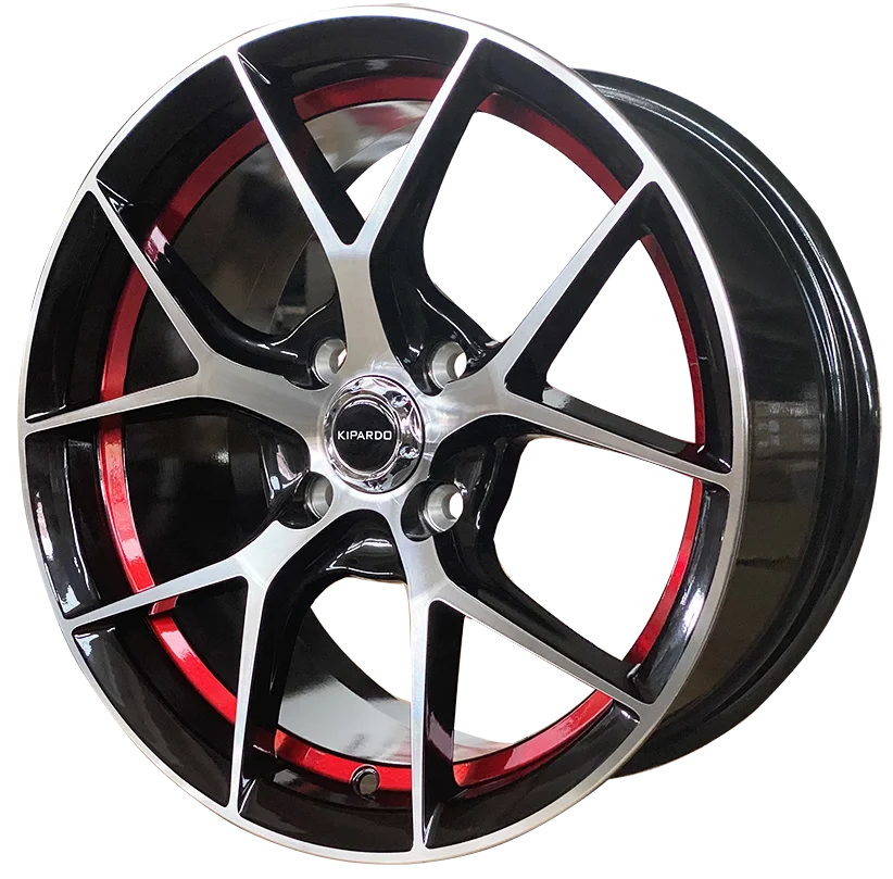 Kipardo 15 Inch Alloy Wheels 4x100 ET 35, Red Lip Rims for Passenger ...
