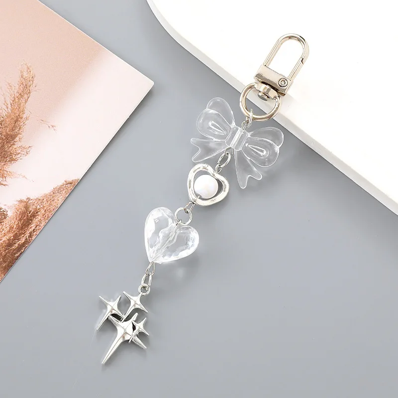 Korean Ins Heart Bow Keychains Mobile Phones Charms Personalized Y2k ...