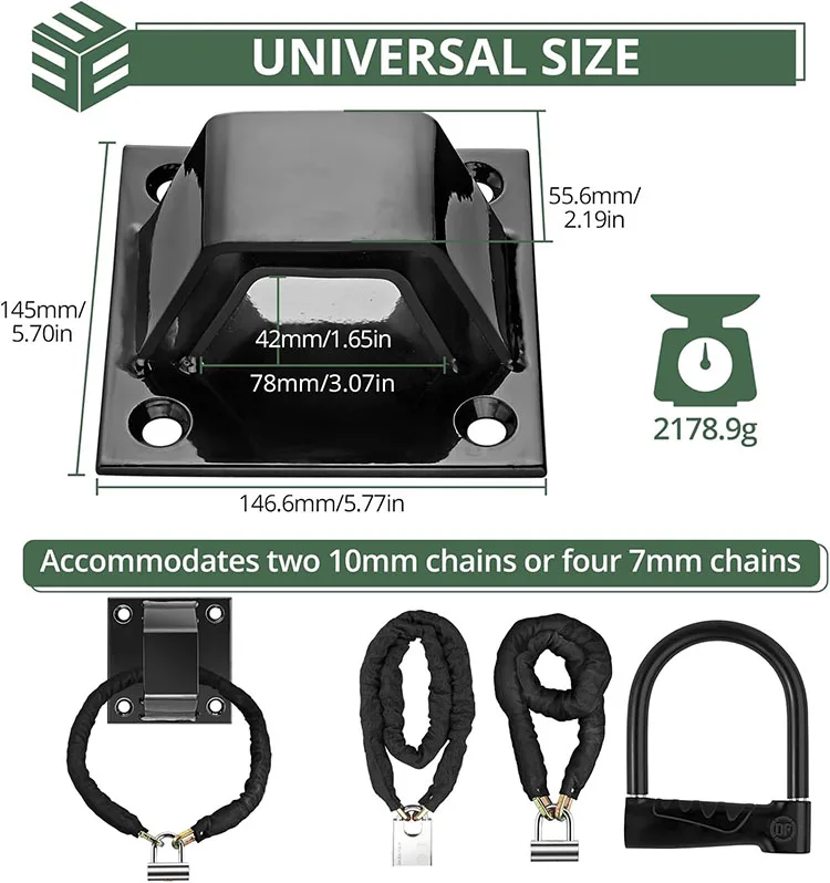 Jh-mech Anti Theft Security Anchor - Durable Steel Motorcycle Ground Anchor