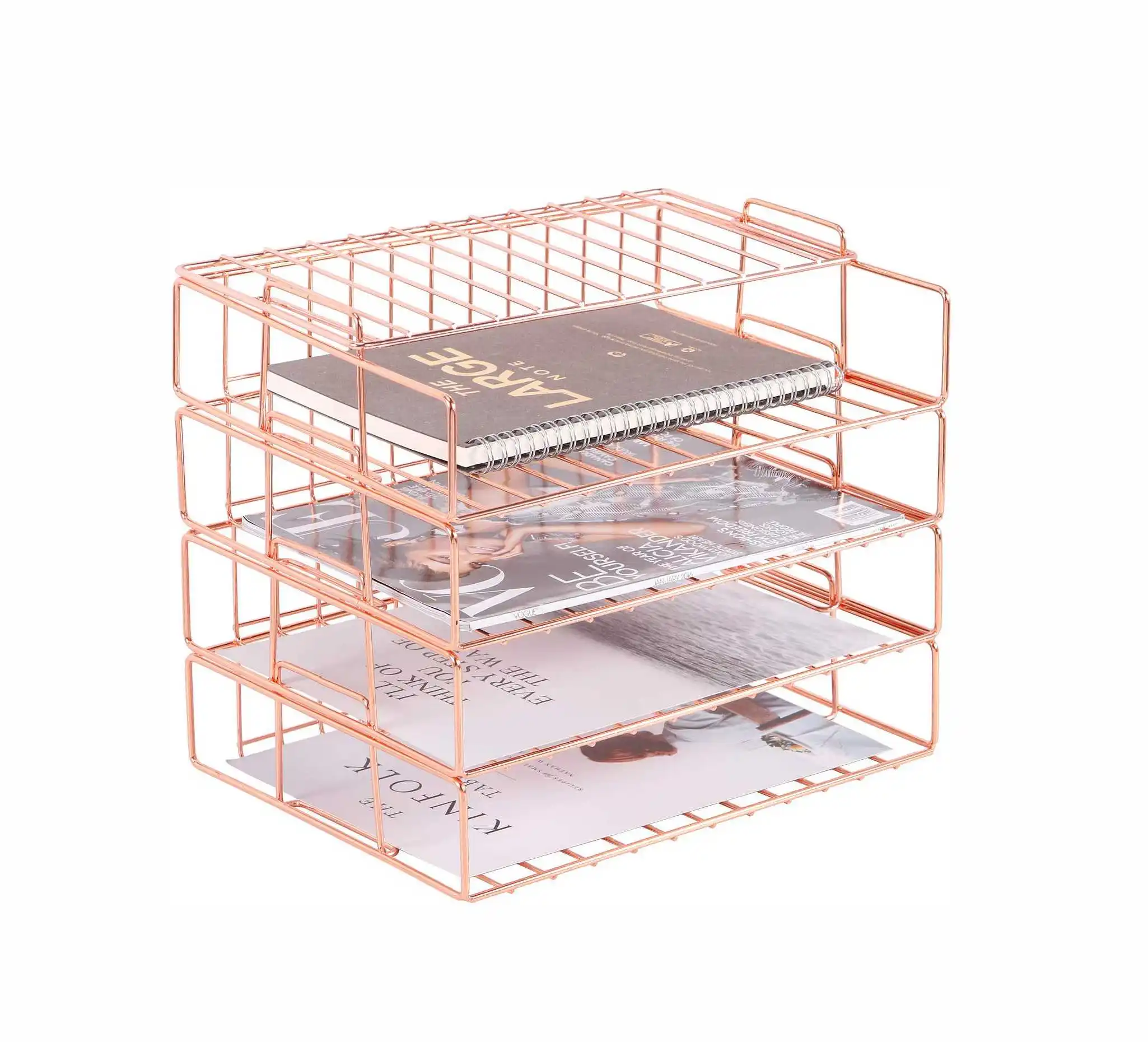 Rose Gold 2 Tier Letter Tray Office Desk Organizer,Stackable A4 Paper ...
