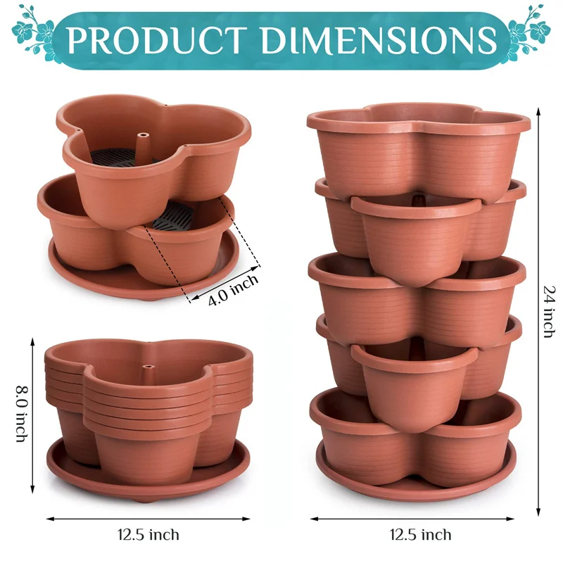 Indoor Outdoor 5 Tier Garden Tower Plastic Herb Planter Pots Self ...