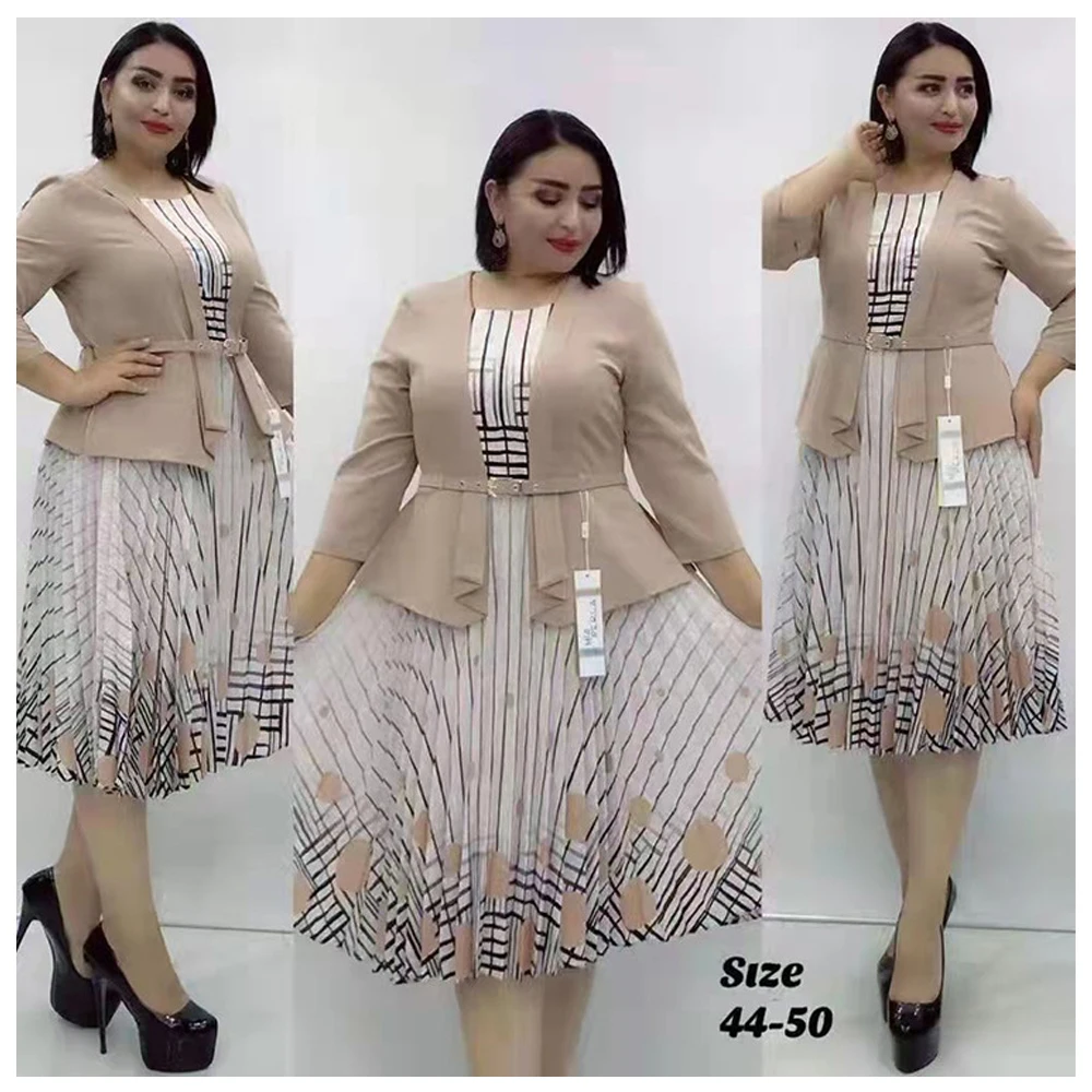High waist A line dress with belt large size 3XL women The production ...