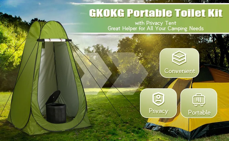 Portable Toilet With Pop Up Privacy Tent Camping Portable Toilet Tent ...