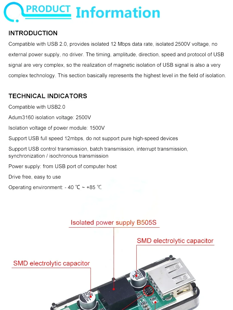 Adum3160 Usb Isolation Board Module Usb Digital Signal Audio Power ...
