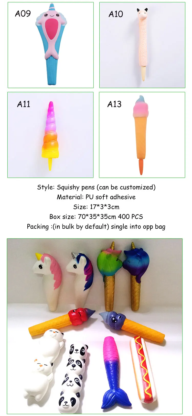 2020 New Design Cute Pu Squishy Pen Squeeze Toy Kawaii Reliever Jumbo ...