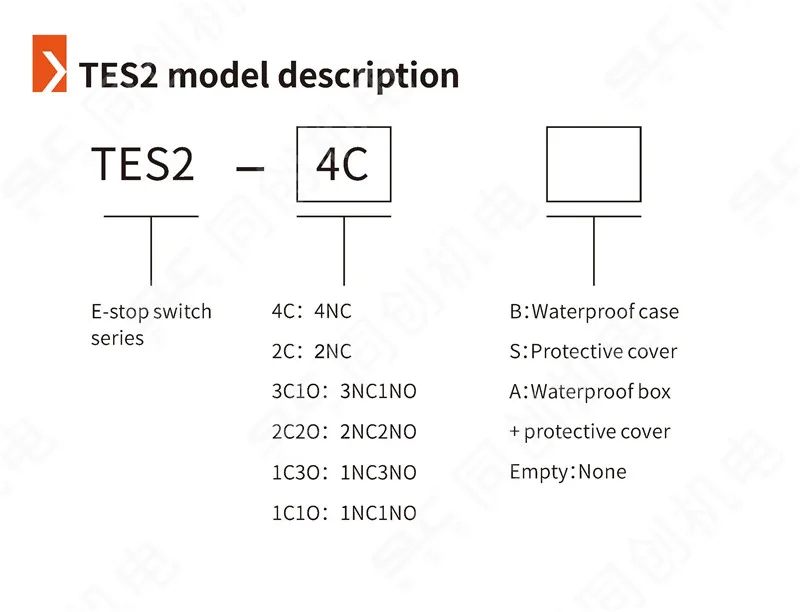 Tes2-1c3o Emergency Stop Mushroom Shut Off Botton Industrial Estop ...