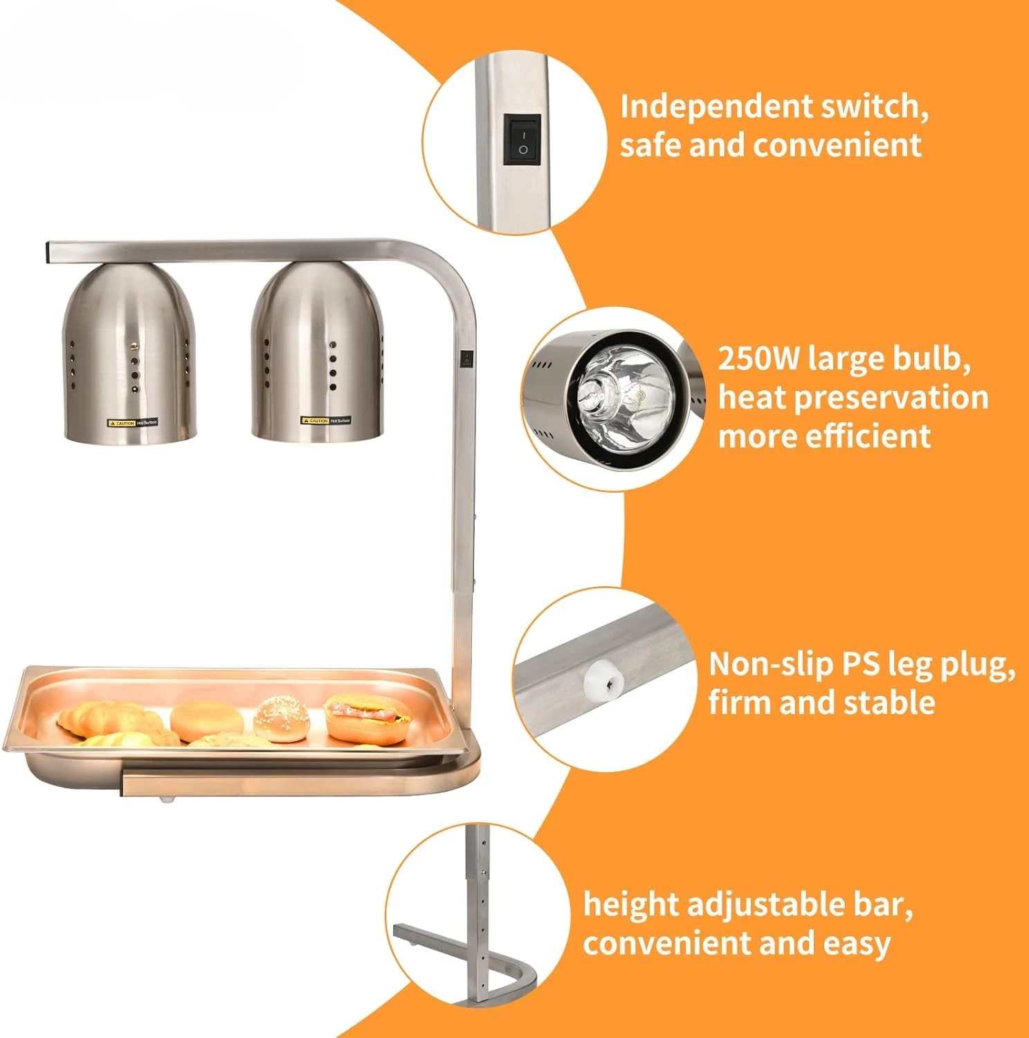 Commercial Food Heat Lamp,Food Warmer Light,Electric Food Warmer,Keep ...