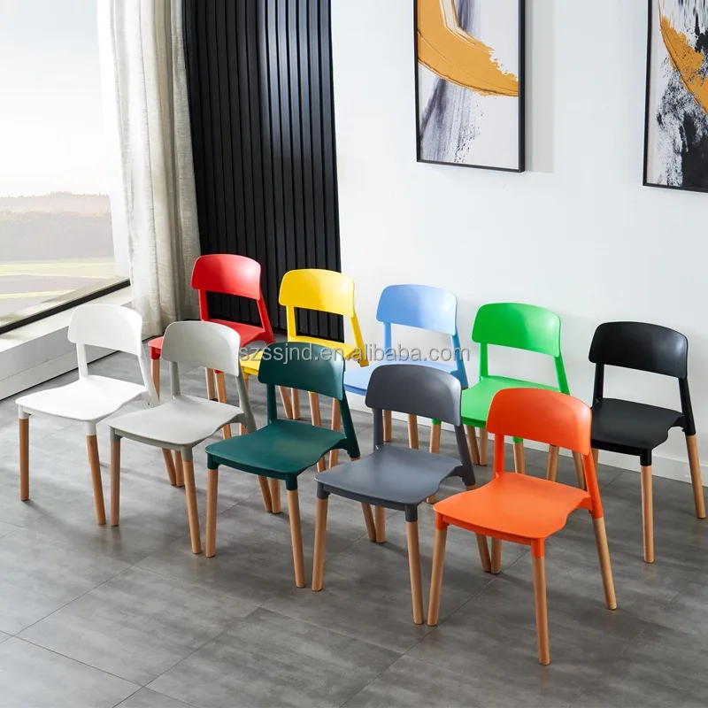 Tulip Solid Wood Legs Chair Office pp Plastic Rest Living Room Set ...