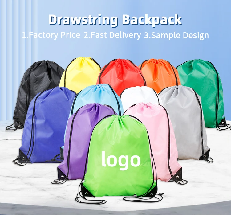 Custom Reusable Polyester Drawstring Backpack - Outdoor Use