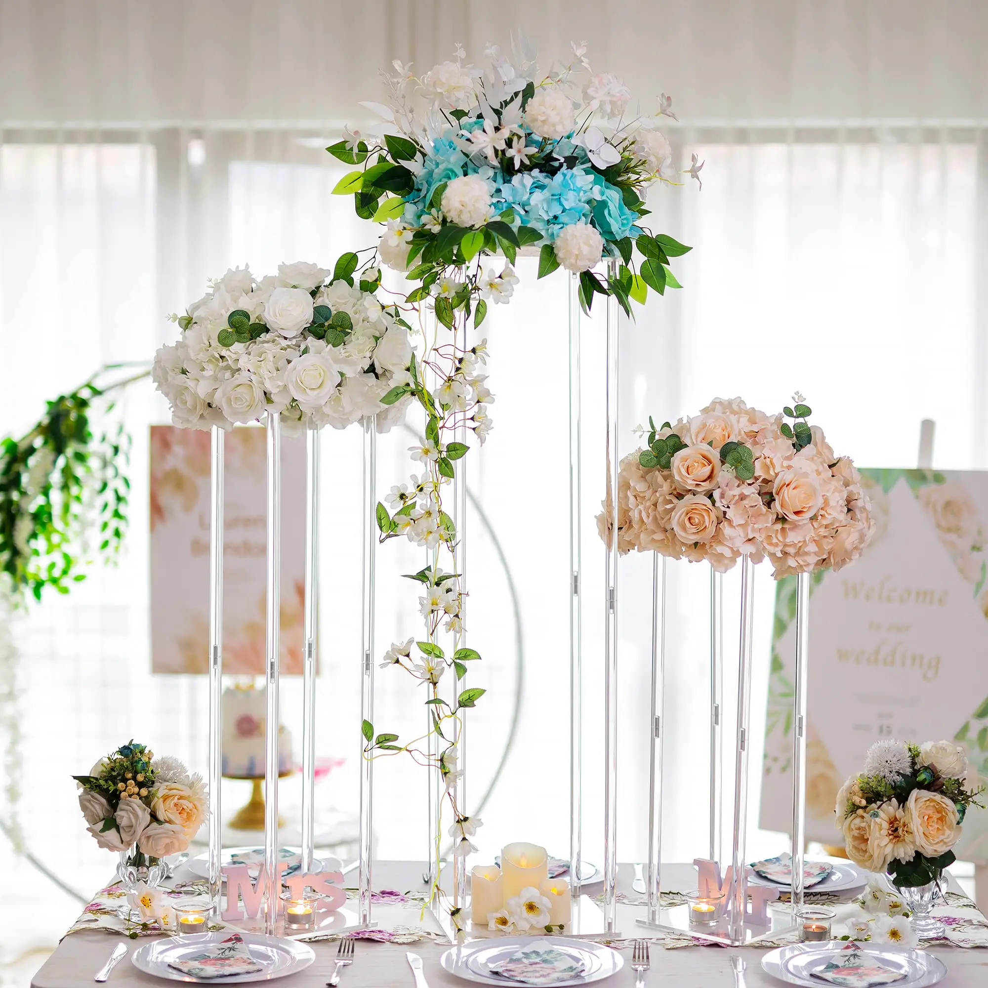 Clear Acrylic Wedding Table Centerpieces for Flower Stand Flower Base ...