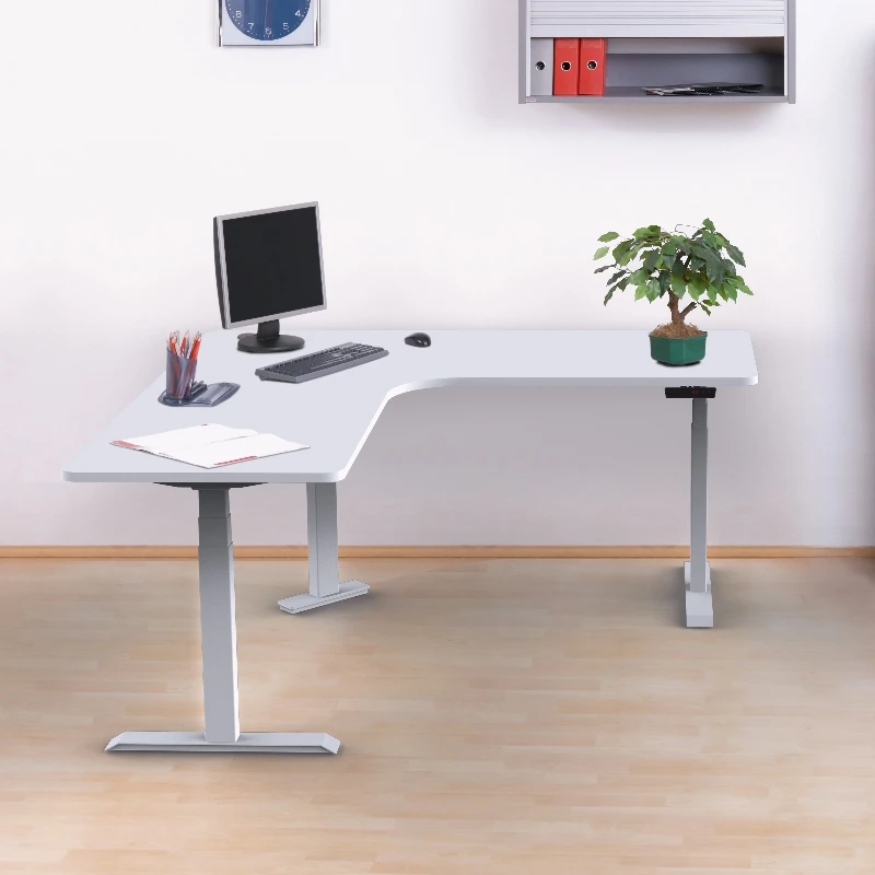 Zgo L Shape 3 Legs Dual Motor Height Adjustable Desk Electric Metal ...