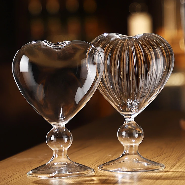 High Borosilicate Glass Home Bar Drinking Glassware Unique Heart Shaped ...