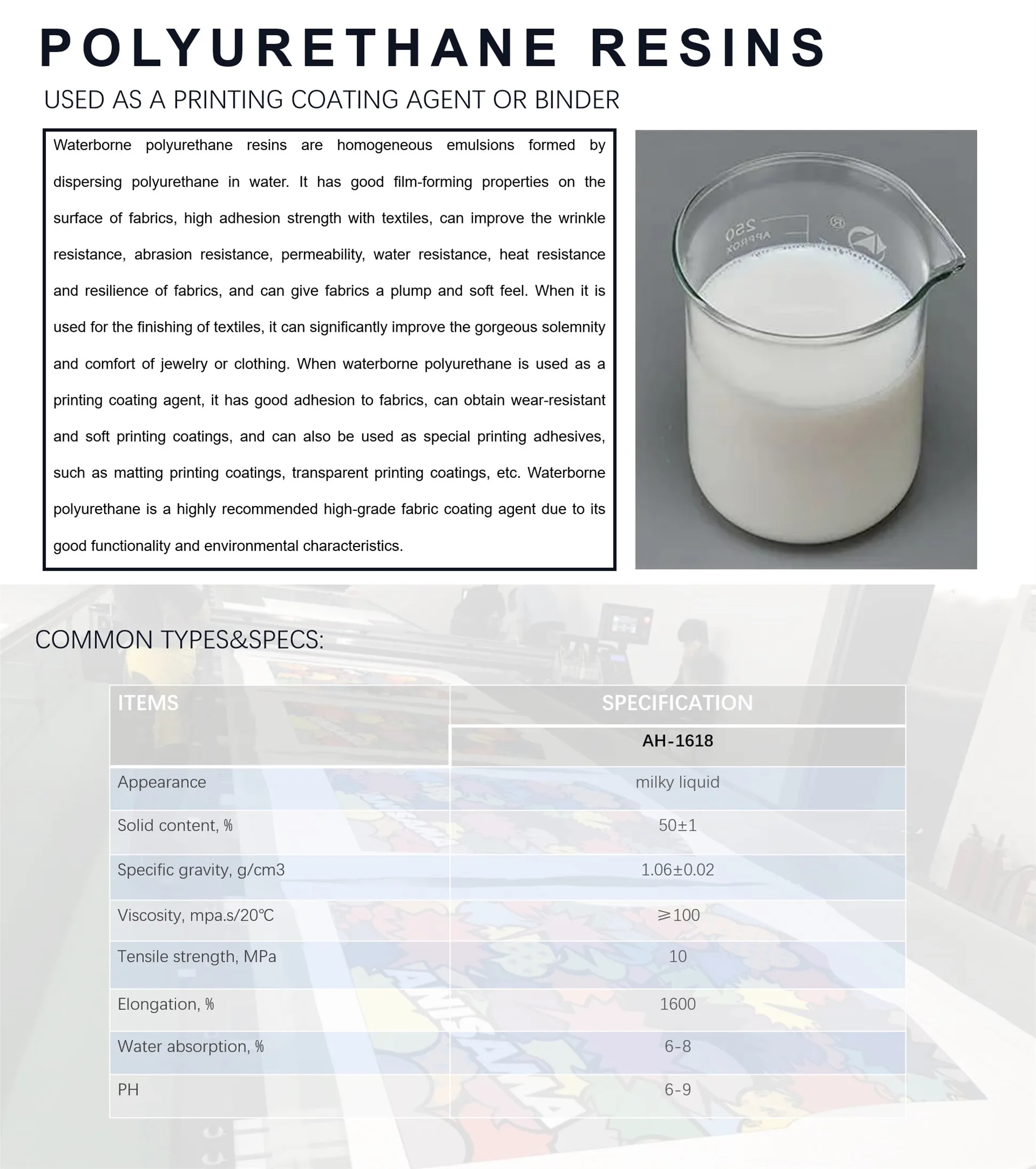 Waterborne Polyurethane Resins/used As a Printing Coating Agent or Binder/CAS9009-54-5| Alibaba.com