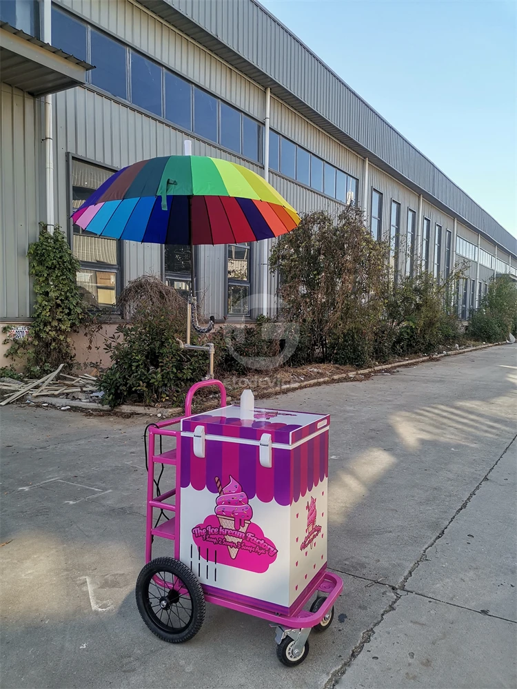 Hand Push Gelato Showcase Cart Freezer - Ice Cream Vending Carts