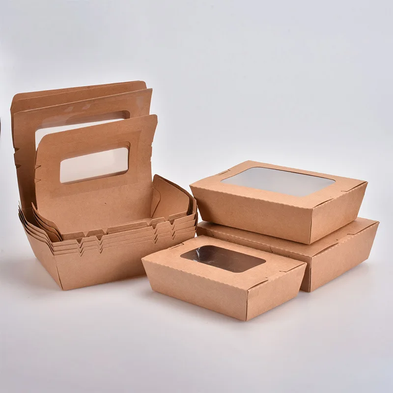 Customized Logo Printing Disposable Kraft Paper Takeout Food Packaging ...