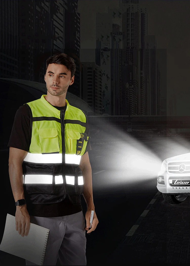 Custom LOGO Multi Pockets Hi Vis Reflective Motorcycle Vest