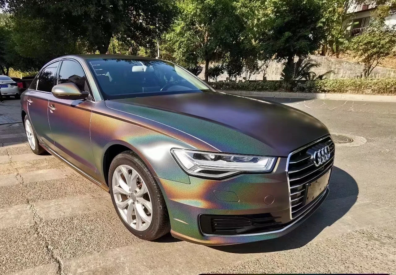 Rainbow Iridescence Car Vinyl Wrap Holographic Laser Grey Auto Wrapping ...