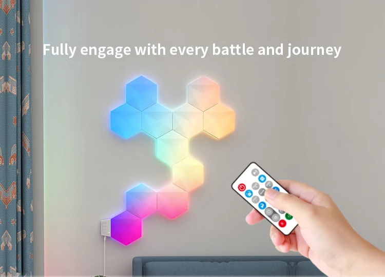 Banqcn Hexagonal Touch Led Wall Light With Remote Control Smart Home ...