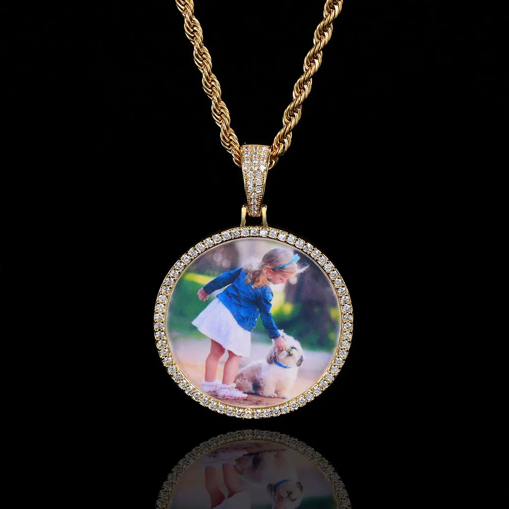 Custom 925 Silver Hip Hop Photo Pendant Necklace & Keychain Odm
