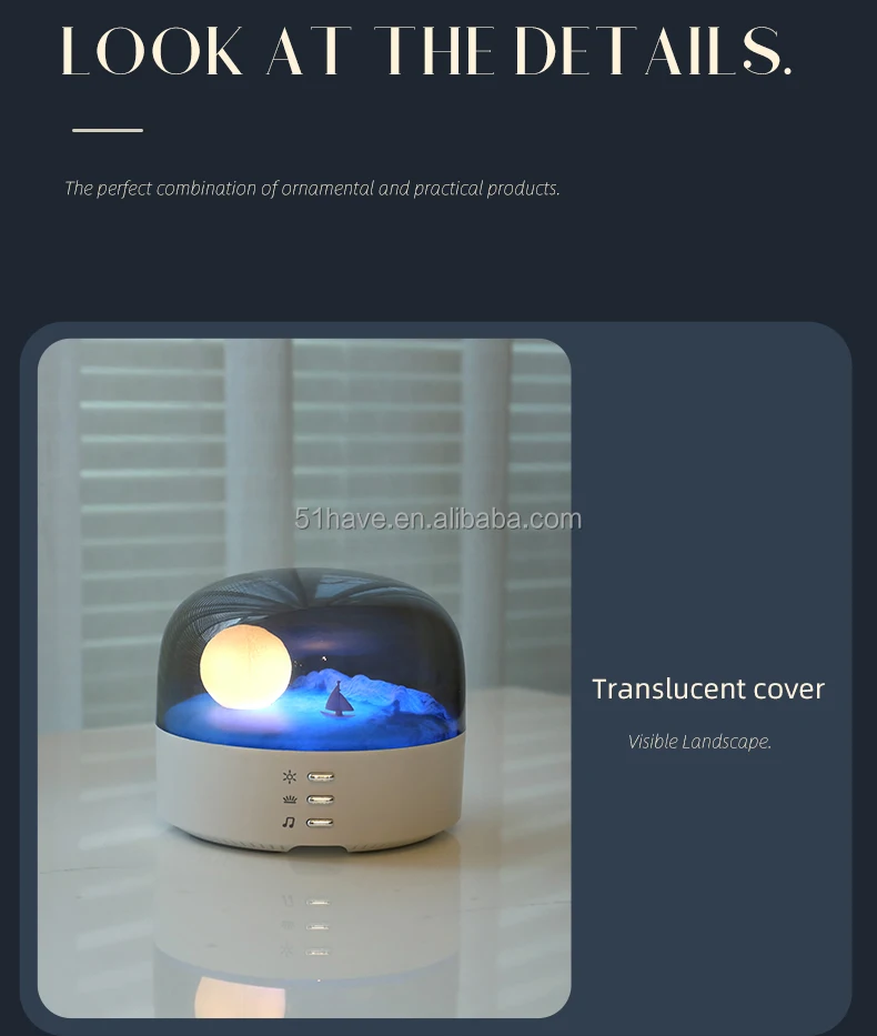USB Charging Table Lamp - Moon Landscape for Home & Hotel