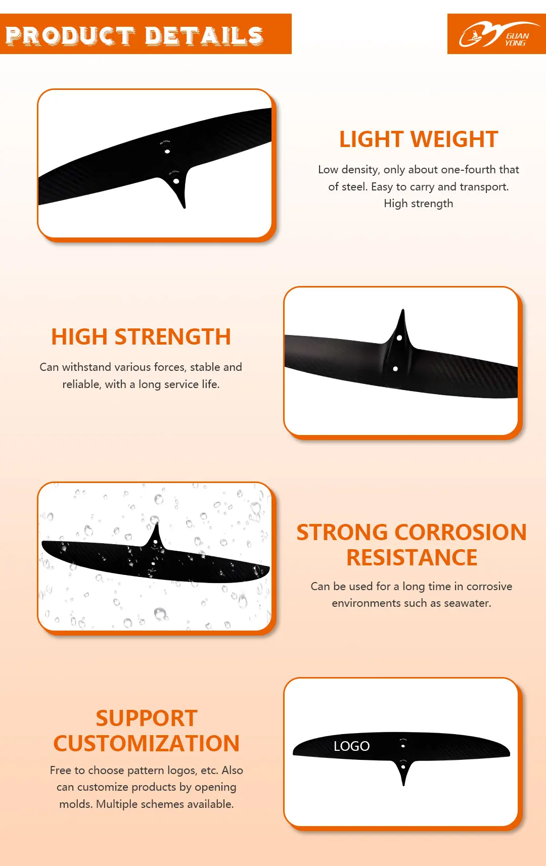 Ultra Lightweight Carbon Universal Rear Wing Hydrofoil Fittings