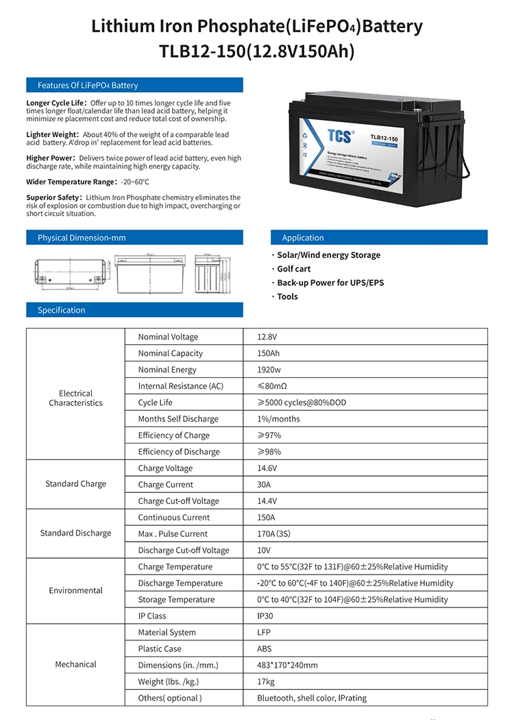 Tcs Great Power Prismatic Batterie Lithium Grade B 12v 150ah Lifepo4 ...
