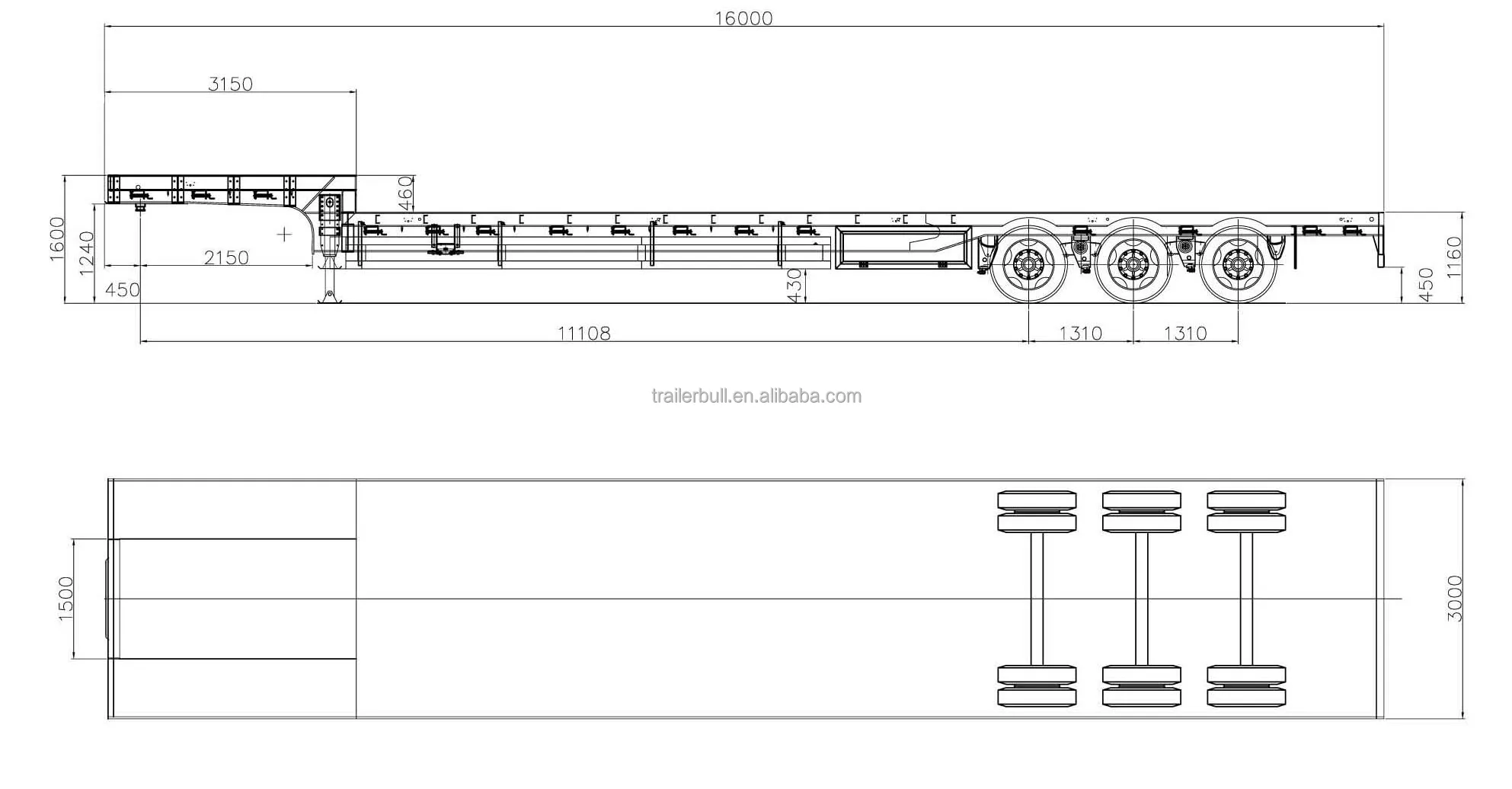 16m Double Deck Trailer System for General Cargos Transport