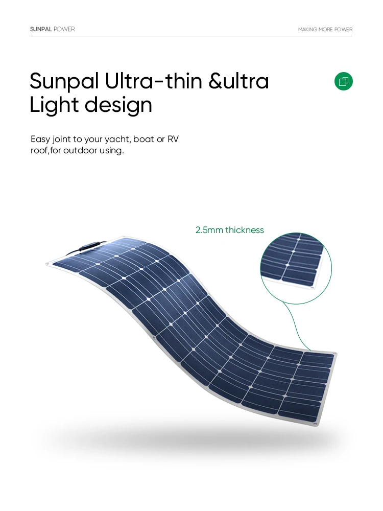 Sunpal Flexible Solar Panels - Monocrystalline Efficiency