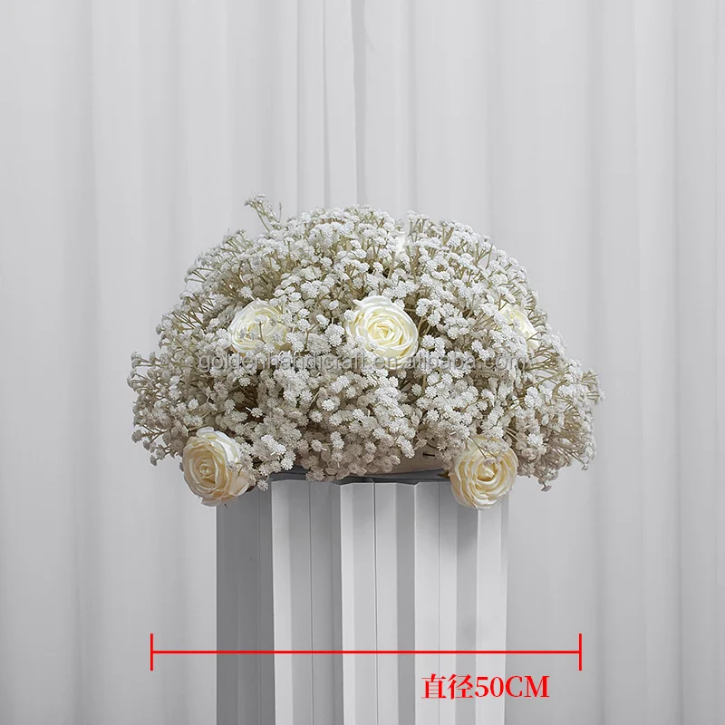 QSLH-F394 Artificial Babys Breath and Rose Flower Ball for Wedding Decor