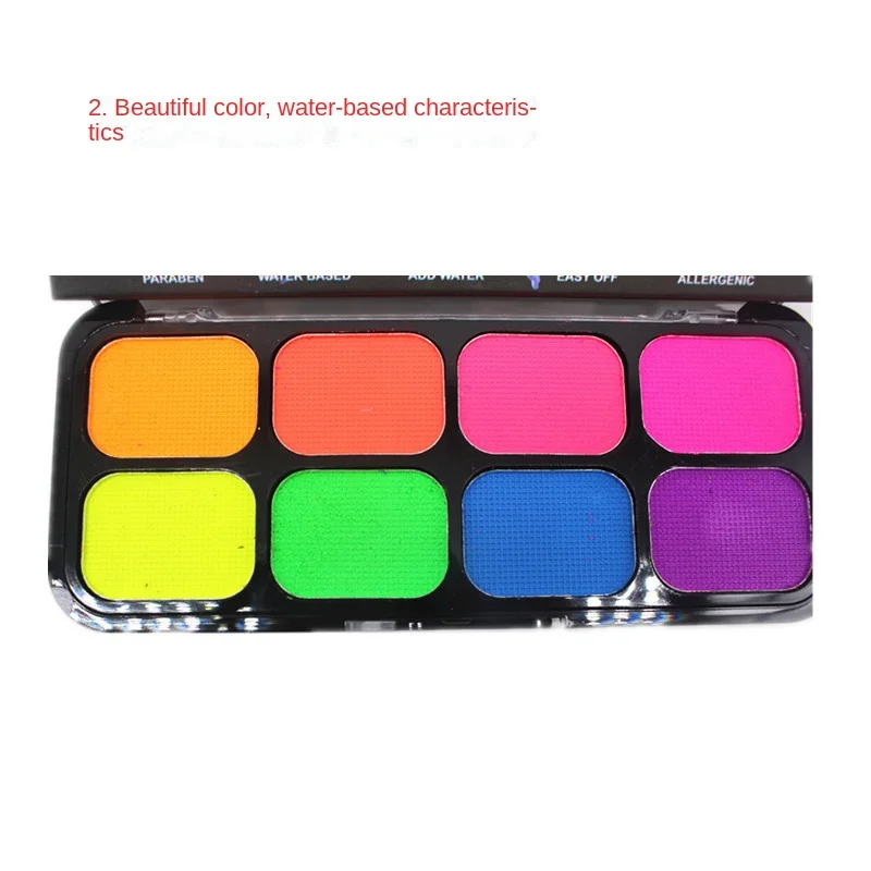 8 Colors Square Fluorescent Color Body Painting Water-based Non-fading ...