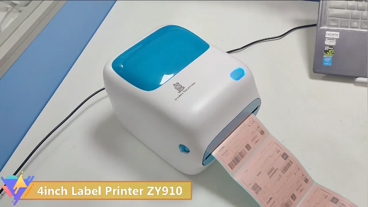 Black And White 4x6 Shipping Label Printer With Large Paper Bin Zy910 ...