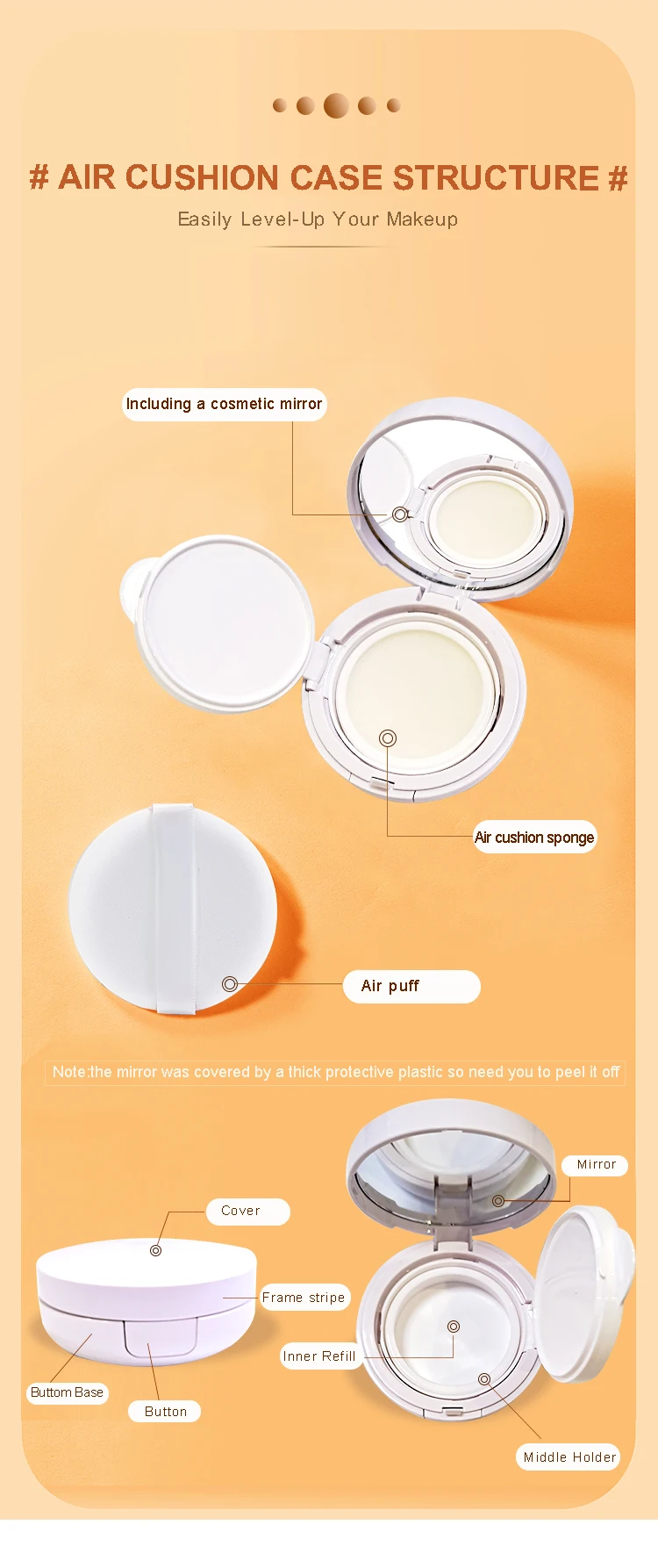 New Product Empty Cosmetic Foundation Diy Bb Cc Cream Cushion Case Air ...